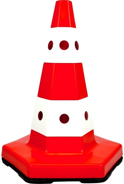 İleri Trafik Klasik Kedi Gözlü Trafik Konisi 50 cm Ağırlıklı Trafik Dubası