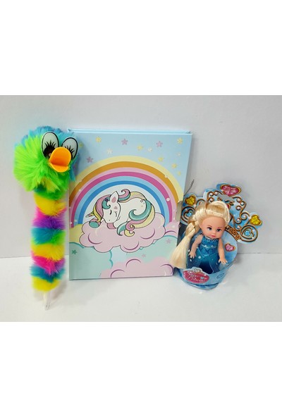 Çilek Home Hatıra ve Günlük Defteri Kilitli + Peluş Kalem-Oyuncak Bebek