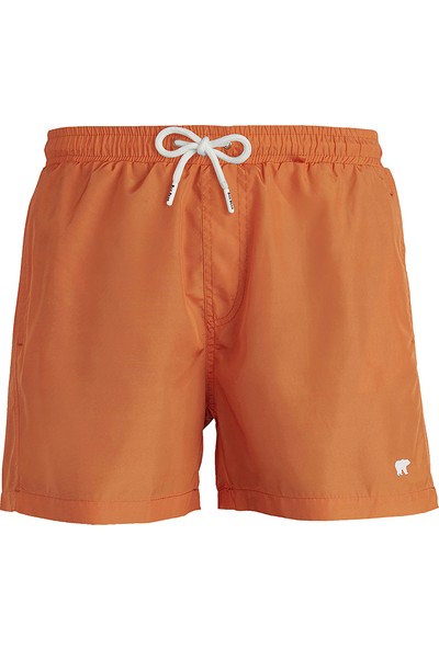 Bad Bear Baskılı Cepli Turuncu Erkek Şort Mayo