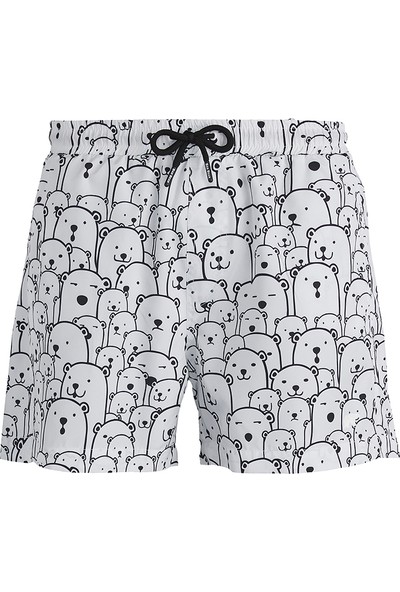 Bad Bear Cepli Desenli Beyaz Erkek ŞortMayo