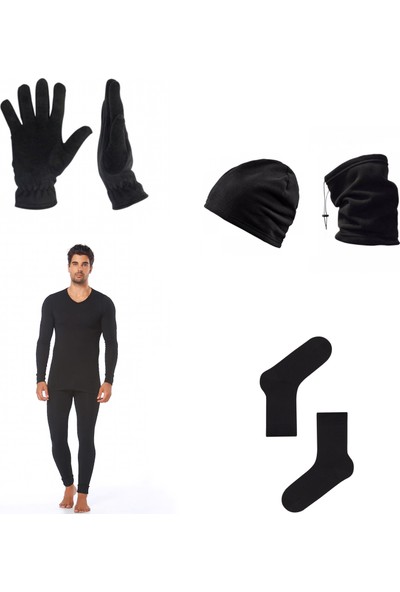Vira 6'lı Set Siyah Termal Içlik Takım Bere Boyunluk Eldiven Çorap - Asker Paketi (Asker Malzemeleri) Vira 6'lı Set Siyah Termal Içlik Takım Bere Boyunluk Eldiven Çorap - Asker Paketi (Asker Malzemeleri)