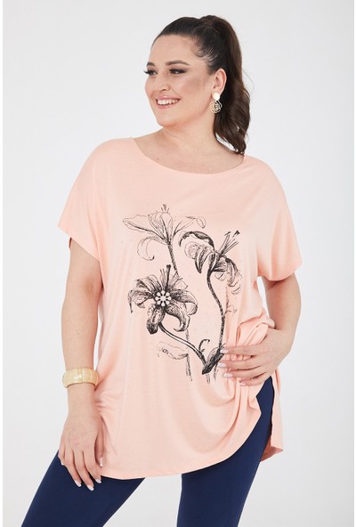 Siyezen Büyük Beden Yavruağzı Salaş Baskılı Penye T-Shirt Siyezen Büyük Beden Yavruağzı Salaş Baskılı Penye T-Shirt