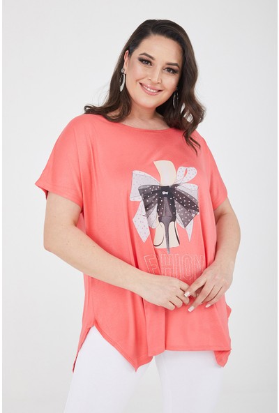 Siyezen Büyük Beden Nar Çiçeği Salaş Genç Stil T-Shirt Siyezen Büyük Beden Nar Çiçeği Salaş Genç Stil T-Shirt