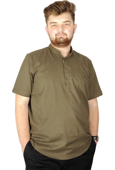 ModeXL Buyuk Beden Erkek Kısa Kol Hakim Yaka 20387 Haki