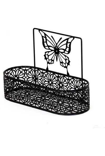 Okyanus Home Kelebek Figürlü Siyah Mutfak - Banyo Rafı