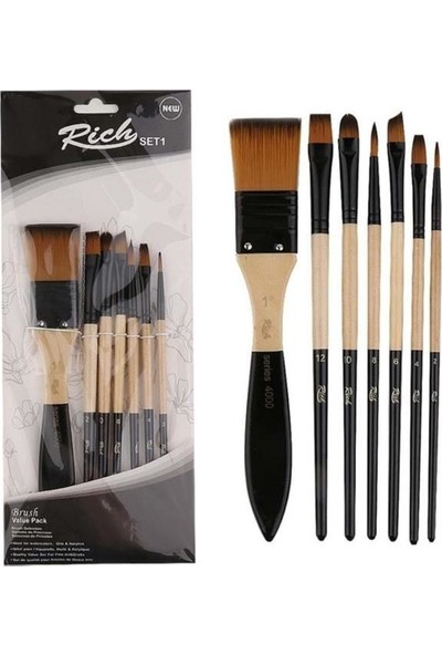 Rich Zemin Fırçalı Karışık Fırça Seti 7'li