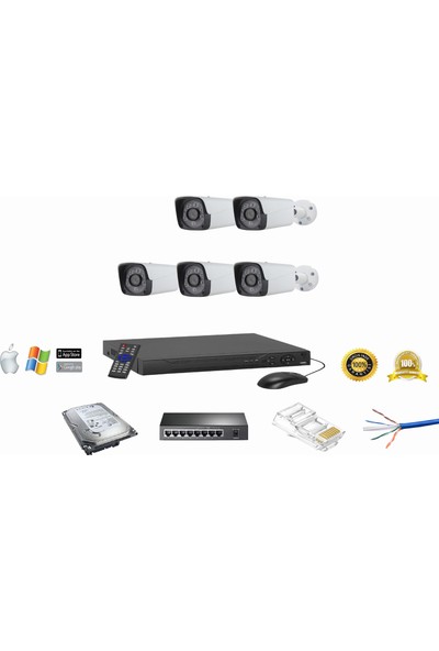 Yıldırım Group 5'li 5mp Sony LENSLİ+H265 Kayıt Cihazı Full Paket Yıldırım Group 5'li 5mp Sony LENSLİ+H265 Kayıt Cihazı Full Paket