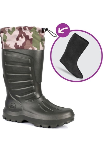 Termal Çoraplı Su Geçirmez Gezer Yeşil Çizme