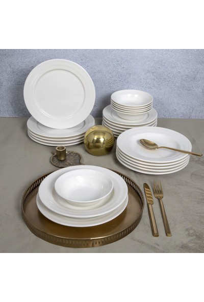Güral Lizbon 24 Parça 6 Kişilik Bone Yemek Takımı