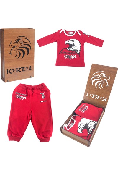 Beşiktaş Lisanslı 2'li Bebek Takımı Hediyelik Ahşap Kutulu