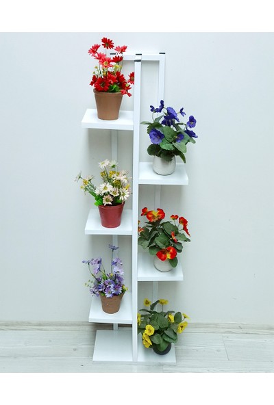 Adım Shops Metal Gövdeli Ahşap Saksılık 6 Raflı