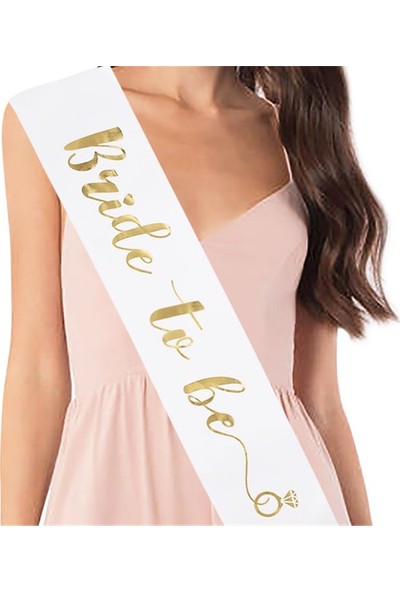 Motto Beyaz Üzeri Altın Yazılı Bride To Be Kuşak