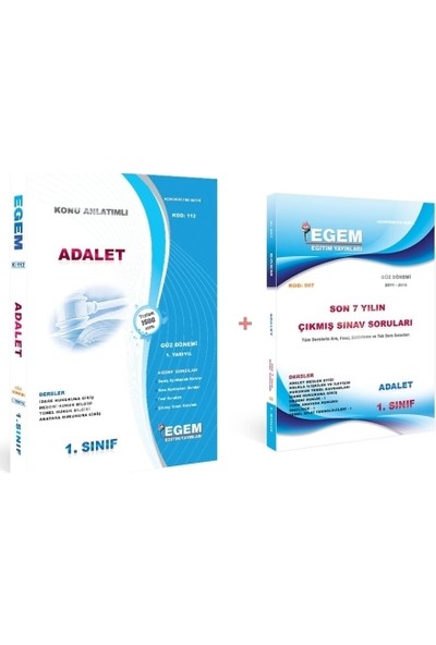 Egem Yayınları AÖF Adalet 1. Sınıf 1. Dönem Set (Güz)