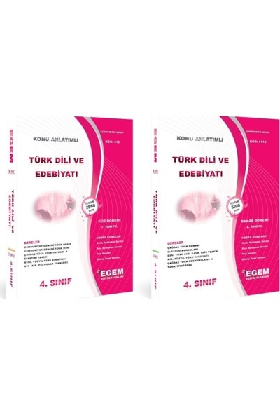 Egem Yayınları AÖF Türk Dili ve Edebiyatı 4. Sınıf 7 ve 8. Dönem (Güz-Bahar) Egem Yayınları AÖF Türk Dili ve Edebiyatı 4. Sınıf 7 ve 8. Dönem (Güz-Bahar)