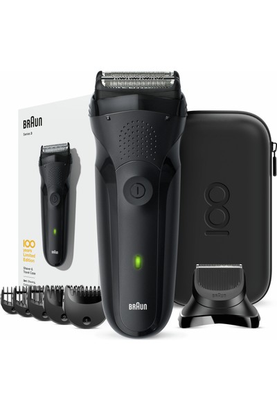 Braun 3 Serisi 300BT 100. Yıl Özel Max Serisi Kablosuz Tıraş Makinesi + Özel Tasarım Seyahat Çantası Braun 3 Serisi 300BT 100. Yıl Özel Max Serisi Kablosuz Tıraş Makinesi + Özel Tasarım Seyahat Çantası