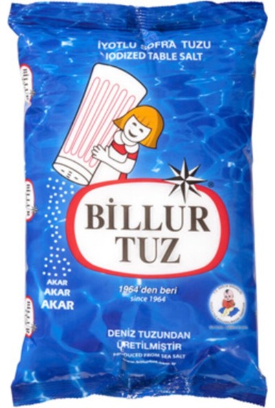 Billur Tuz Rafine Iyotlu Sofra Tuzu 750 gr x 2'li Billur Tuz Rafine Iyotlu Sofra Tuzu 750 gr x 2'li