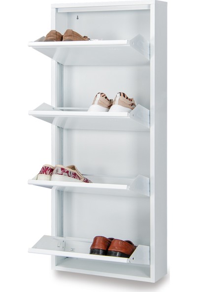 Kaser Metal 4 Lü Metal Ayakkabılık Beyaz