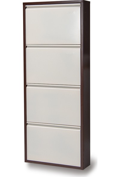 Kaser Metal 4 Lü Metal Ayakkabılık Kahve-Krem