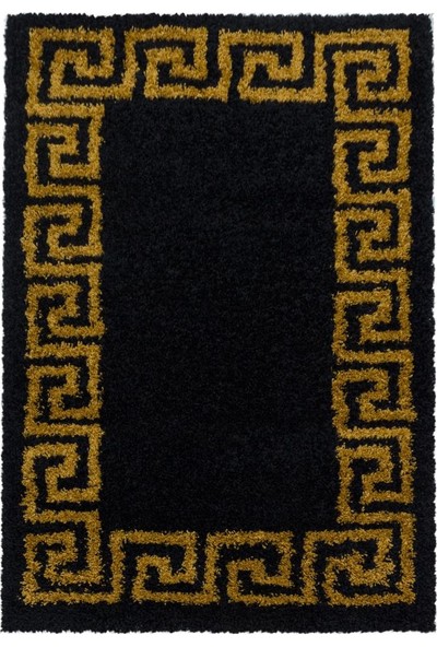 Ayyıldız Desenli Shaggy Halı Yumuşak Ornament Bordür Desen Siyah Gold Altın Ayyıldız Desenli Shaggy Halı Yumuşak Ornament Bordür Desen Siyah Gold Altın