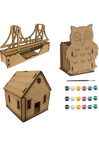 Joy And Toys Jk5 Ahşap Köprü + Baykuş Kalemlik + Ev Boyama Seti Eğitici Aktivite Joy And Toys Jk5 Ahşap Köprü + Baykuş Kalemlik + Ev Boyama Seti Eğitici Aktivite
