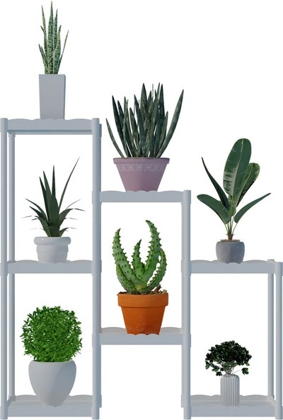 Moniev Işıl 7 Raflı Dekoratif Çiçeklik Saksı Standı