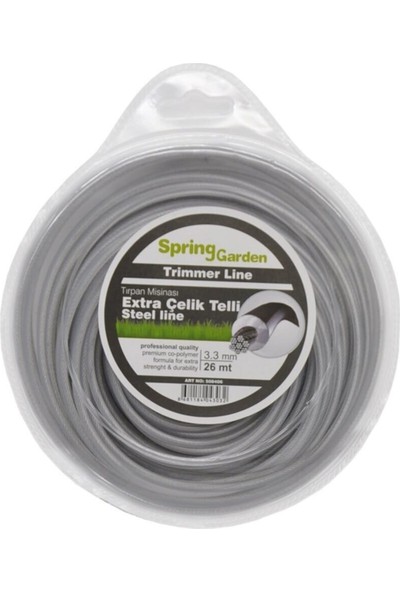 Spring Garden Tırpan Misinası(Steel Line) 3,3 mm Extra Çelik Telli 26 Metre