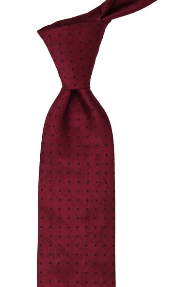 Kravatkolik Bordo Puantiye Desen Mendilli Klasik Kravat KK10050