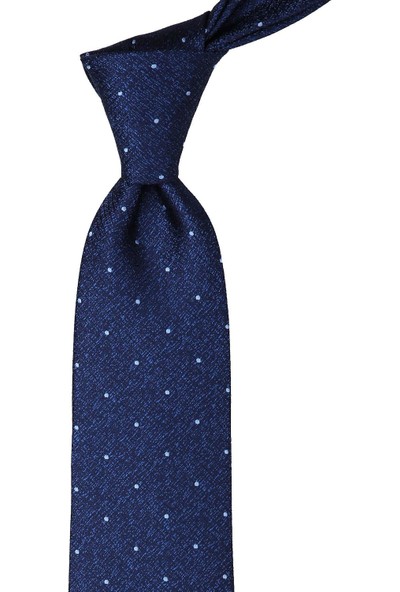 Kravatkolik Lacivert Puantiye Desen Mendilli Klasik Kravat KK10083
