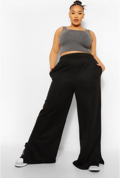 Soufeel Siyah Ispanyol Paca Büyük Beden Rahat Eşofman Altı