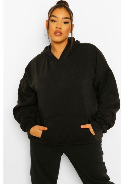 Soufeel Oversize Büyük Beden Siyah Kadın Kapüşonlu Sweatshirt Soufeel Oversize Büyük Beden Siyah Kadın Kapüşonlu Sweatshirt