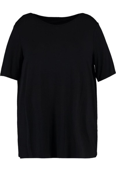 Soufeel Siyah Büyük Beden Sırt Acık Kadın Tişört