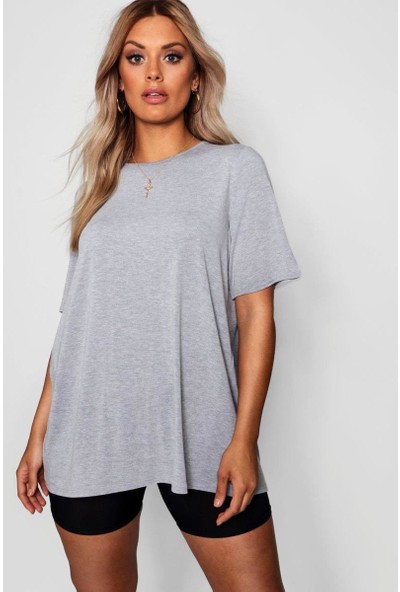 Soufeel Gri Büyük Beden Sırt Acık Kadın Tişört