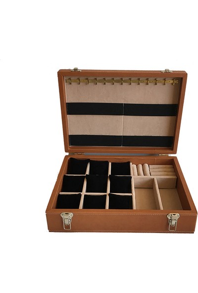Obtech Obtech Kilim Desen Tespih Yüzük Gözlük ve 9'lu Saat Koleksiyon Kutusu Taba Obtech Obtech Kilim Desen Tespih Yüzük Gözlük ve 9'lu Saat Koleksiyon Kutusu Taba