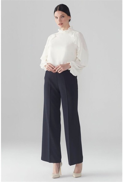 Zühre Bel Lastik Detaylı Pantolon Lacivert P-0102 Zühre Bel Lastik Detaylı Pantolon Lacivert P-0102