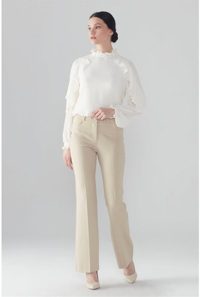 Zühre Düğme Detaylı Pantolon Bej P-0103 Zühre Düğme Detaylı Pantolon Bej P-0103