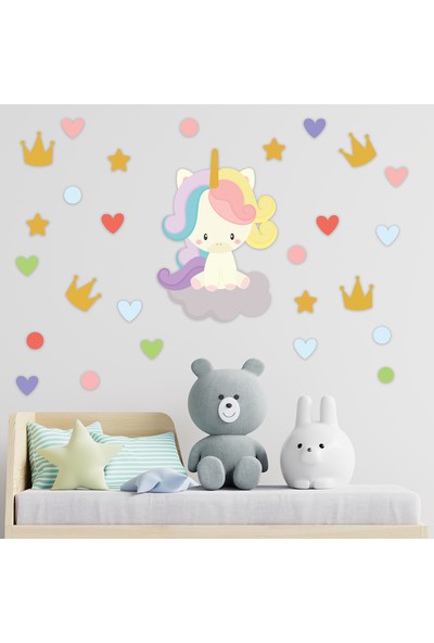 Tilki Dünyası Sevimli Unicorn Taç, Kalpler ve Puantiyeler Çocuk Odası Duvar Sticker Çocuk Odası Duvar Sticker Tilki Dünyası Sevimli Unicorn Taç, Kalpler ve Puantiyeler Çocuk Odası Duvar Sticker Çocuk Odası Duvar Sticker