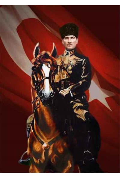 Movas Sanat Türk Bayrağı ve Atıyla Atatürk Elmas Mozaik Tablo Movas Sanat Türk Bayrağı ve Atıyla Atatürk Elmas Mozaik Tablo