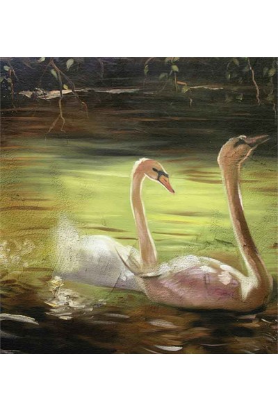 Movas Sanat Iki Kuğu Elmas Mozaik Tablo