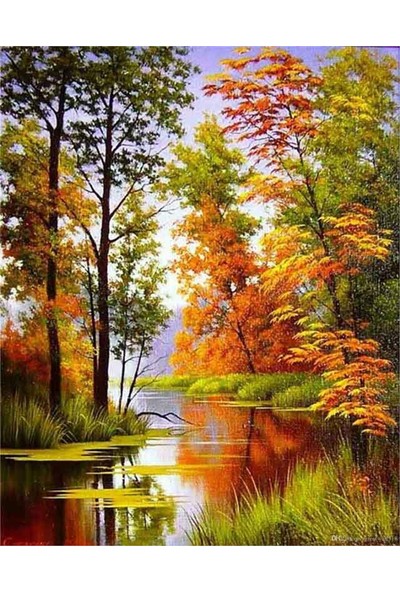 Movas Sanat Sonbahar Manzarası Elmas Mozaik Tablo