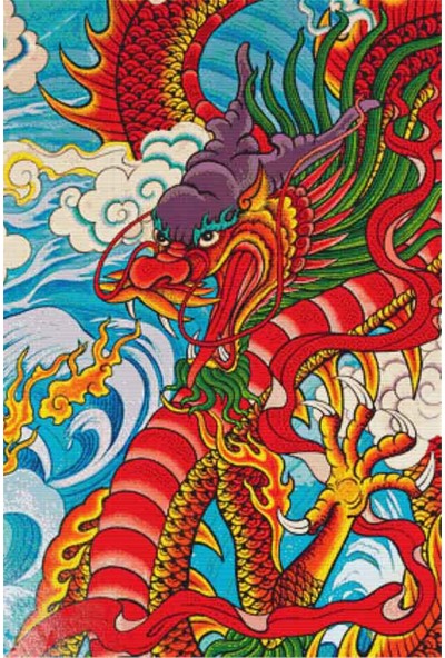 Movas Sanat Çin Ejderi Elmas Mozaik Tablo