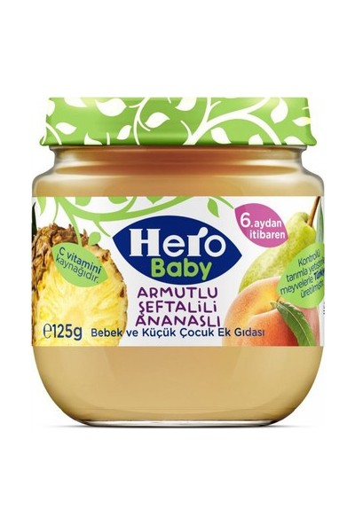 Hero Baby Armutlu Şeftalili Ananaslı 125 gr x 6 Adet Hero Baby Armutlu Şeftalili Ananaslı 125 gr x 6 Adet