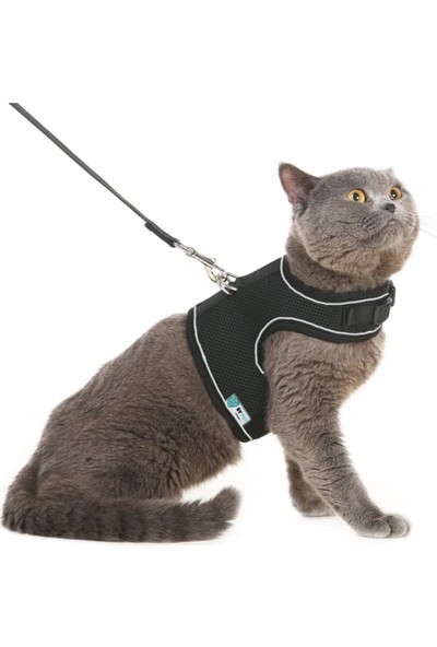 BYPET Yeni Nesil Nefes Alabilen Kedi Göğüs Tasması Seti -Medium Beden - Orta Beden Medium Siyah BYPET Yeni Nesil Nefes Alabilen Kedi Göğüs Tasması Seti -Medium Beden - Orta Beden Medium Siyah