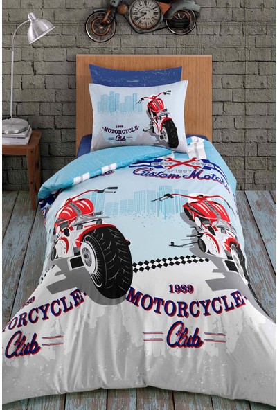 Majoli Tek Kişilik 4 Mevsim Nevresim Takımı - Mavi