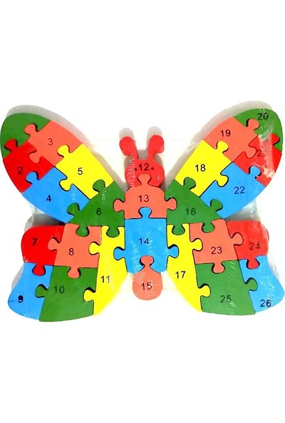 Kelebek Figürlü Renkli Ahşap Puzzle/yapboz 26 Parça Eğitici Oyuncak Kelebek Figürlü Renkli Ahşap Puzzle/yapboz 26 Parça Eğitici Oyuncak