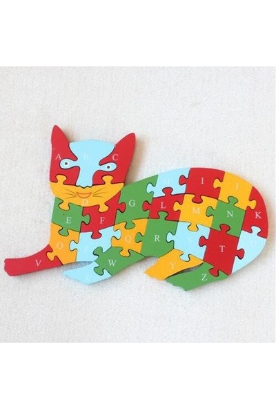 Kedi Figürlü Renkli Ahşap Puzzle/yapboz 26 Parça Eğitici Oyuncak Kedi Figürlü Renkli Ahşap Puzzle/yapboz 26 Parça Eğitici Oyuncak