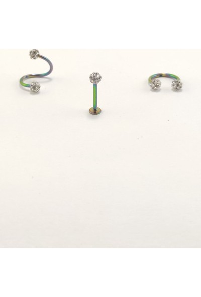 Takıparkxs 316L Cerrahi Çelik 8 mm Gümüş Gri Bar Shambala Üçlü Piercing Set (Labret,septum,helix) Takıparkxs 316L Cerrahi Çelik 8 mm Gümüş Gri Bar Shambala Üçlü Piercing Set (Labret,septum,helix)