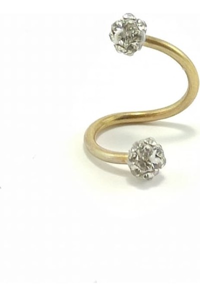 Takıparkxs 316L Cerrahi Çelik Gold Bar 8mm Spiral Shambala Piercing ( Tragus Helix Kıkırdak )