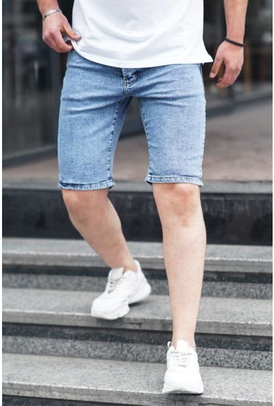 Madmext Slim Fit Lacivert Kot Şort 037