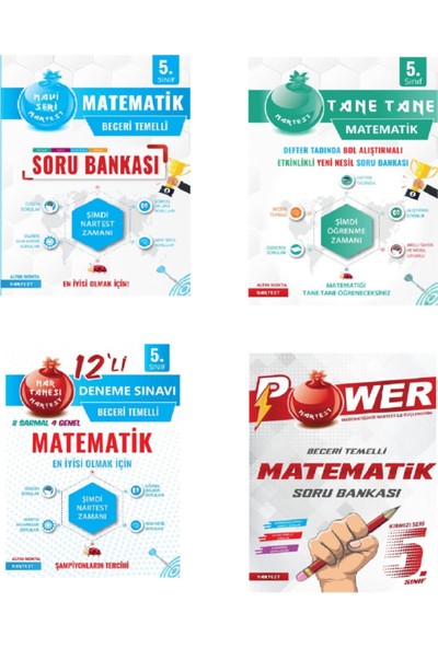 Nartest Yayınevi 5. Sınıf Matematik Set Mavi Seri + Tane Tane + Power + 12 Li Deneme Nartest Yayınevi 5. Sınıf Matematik Set Mavi Seri + Tane Tane + Power + 12 Li Deneme