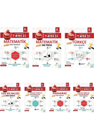 Nartest Yayınevi 8. Sınıf Kırmızı Nar Tanesi Seti 7 Kitap Nartest Yayınevi 8. Sınıf Kırmızı Nar Tanesi Seti 7 Kitap